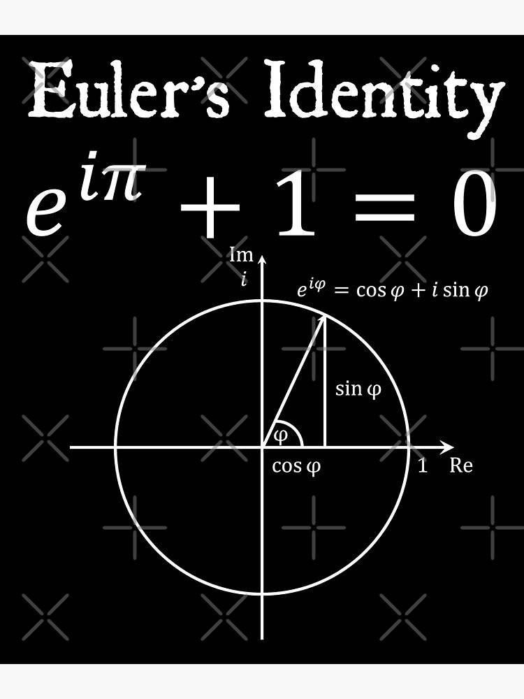 "Euler's Identity Vintage Math Design White on Black Background ...