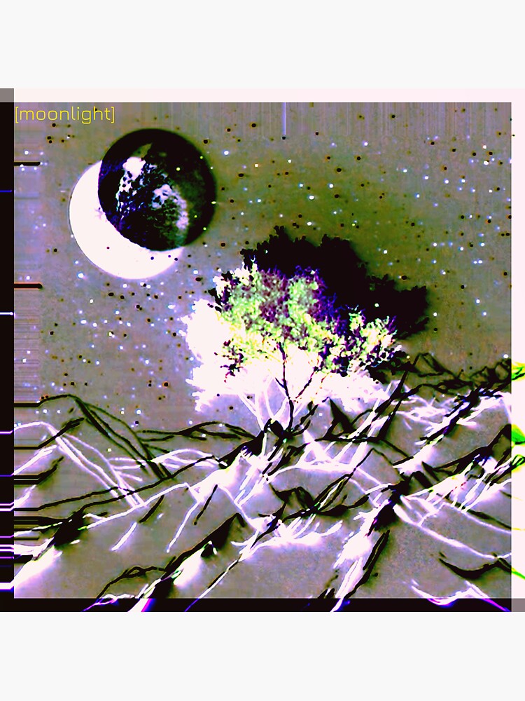 "moonlight tree lofi aesthetic anime " Sticker for Sale by lofitokyo ...