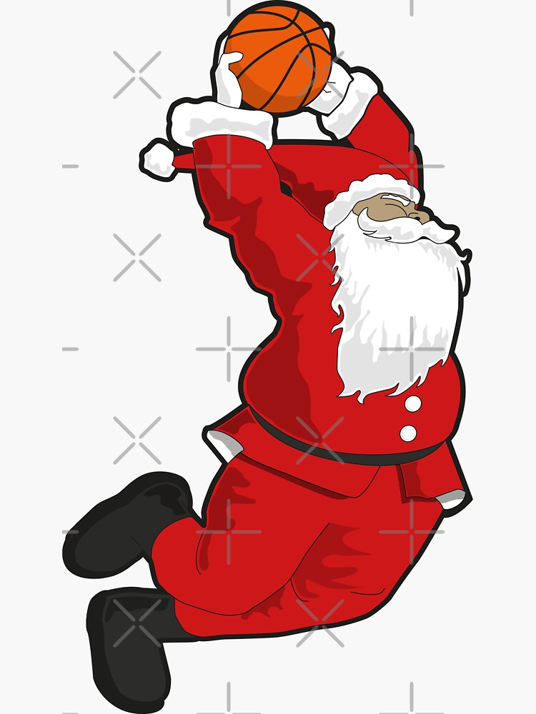 "Christmas Dunking Santa with Basketball t-shirt" Sticker for Sale by ...