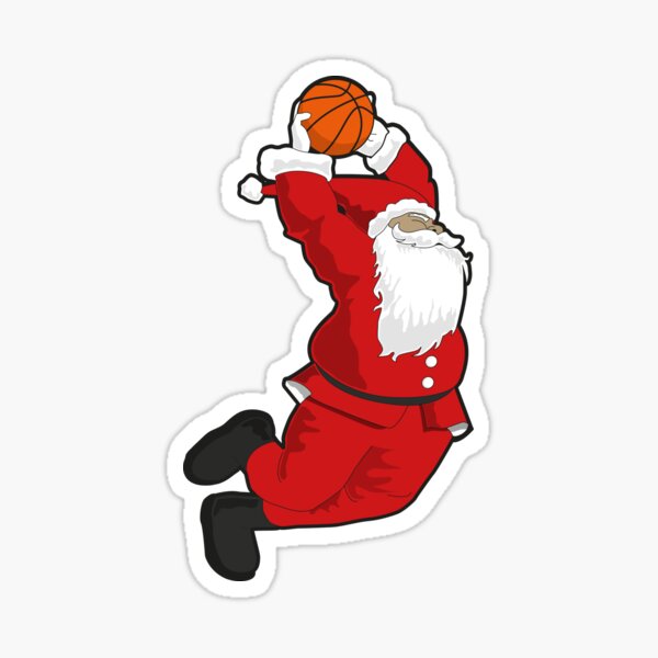 "Christmas Dunking Santa with Basketball t-shirt" Sticker for Sale by ...