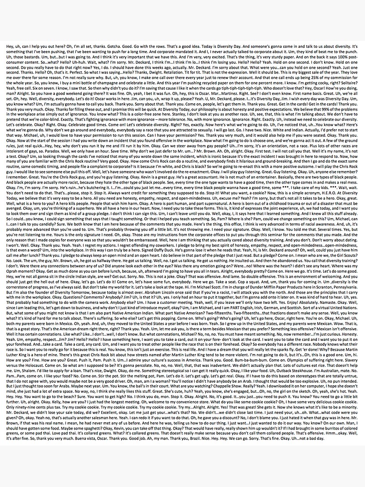 "The Office Script S1 E2: "Diversity Day"" Sticker for Sale by ...