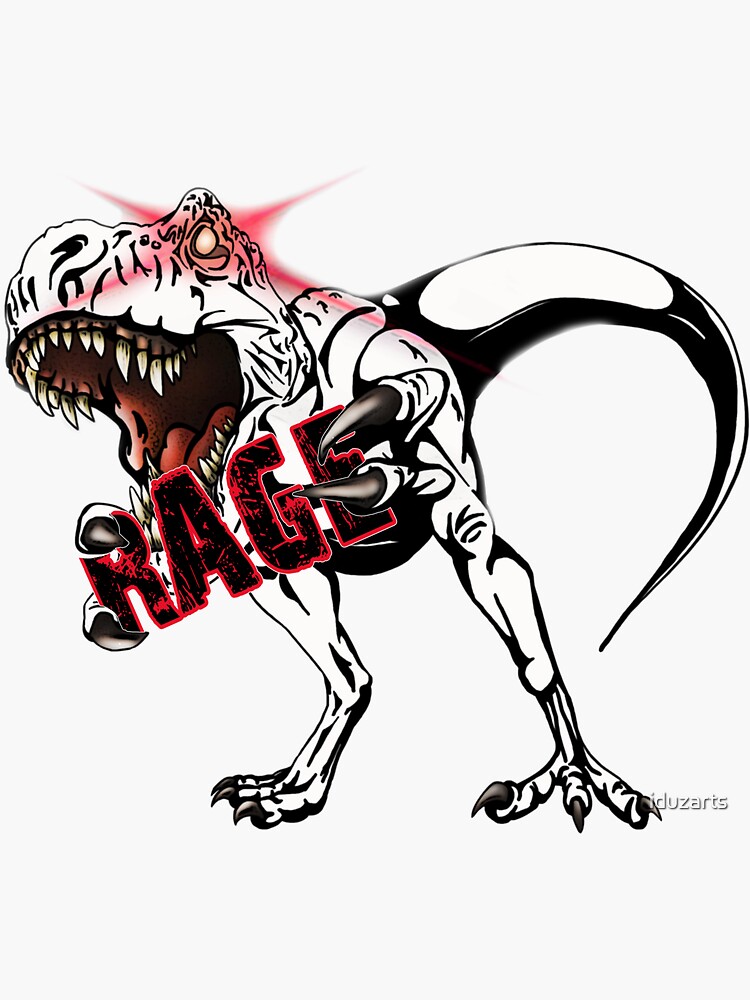 "T-Rex Dinosaur: Rage" Sticker for Sale by iduzarts | Redbubble