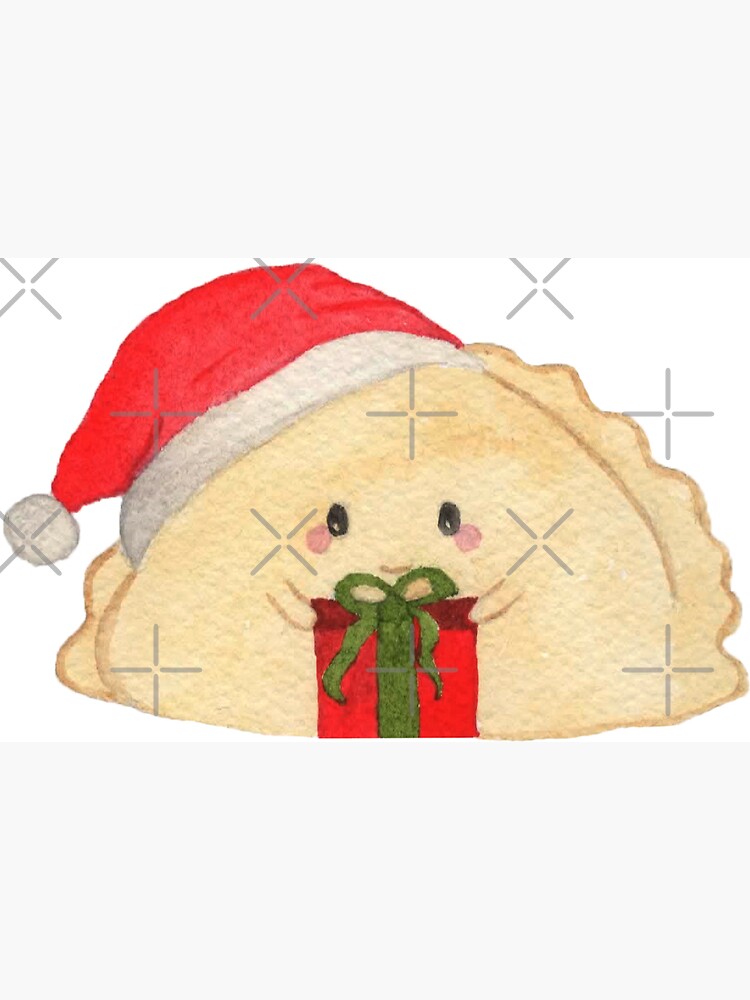 "Adorable cute christmas pierogi dumplings in santa hat holding a ...