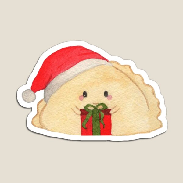 "Adorable cute christmas pierogi dumplings in santa hat holding a ...