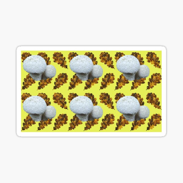 "Autumn Pattern - Mushrooms and Leaves - Lemon Colourway" Sticker by ...