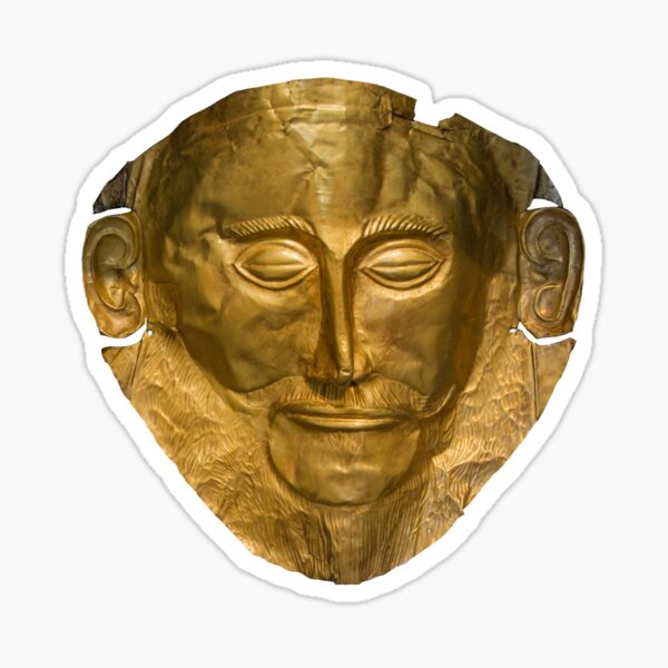 "Death mask of “Agamemnon” (2) (on cream)" Sticker for Sale by ...