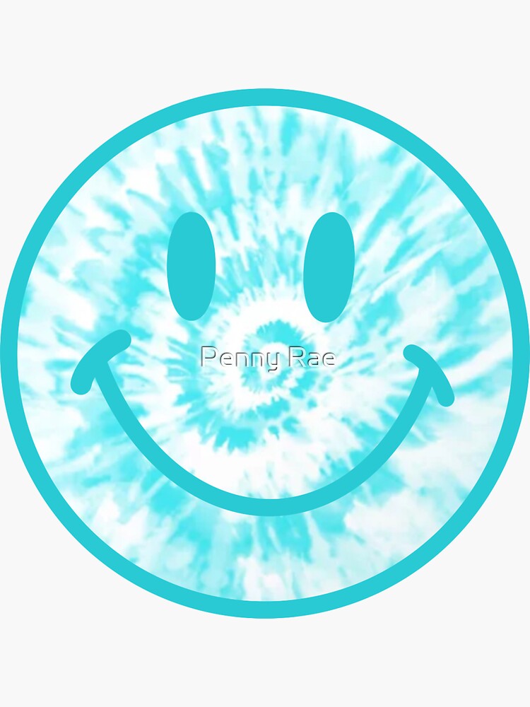 "Teal Tie Dye Smiley Face" Sticker by pennyrc | Redbubble