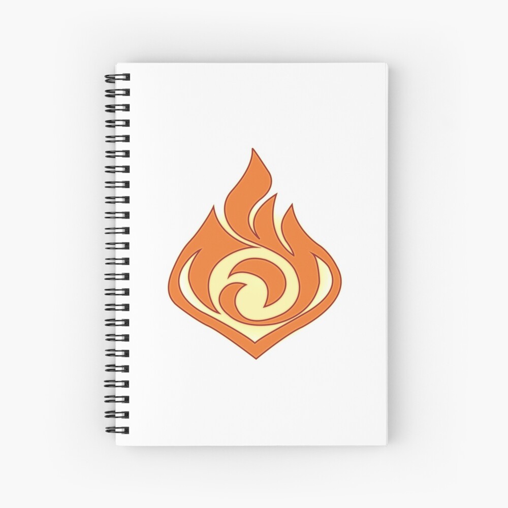 Cuaderno de espiral «Impacto de Genshin - Símbolo de visión del elemento Pyro» de astrocomposer ...