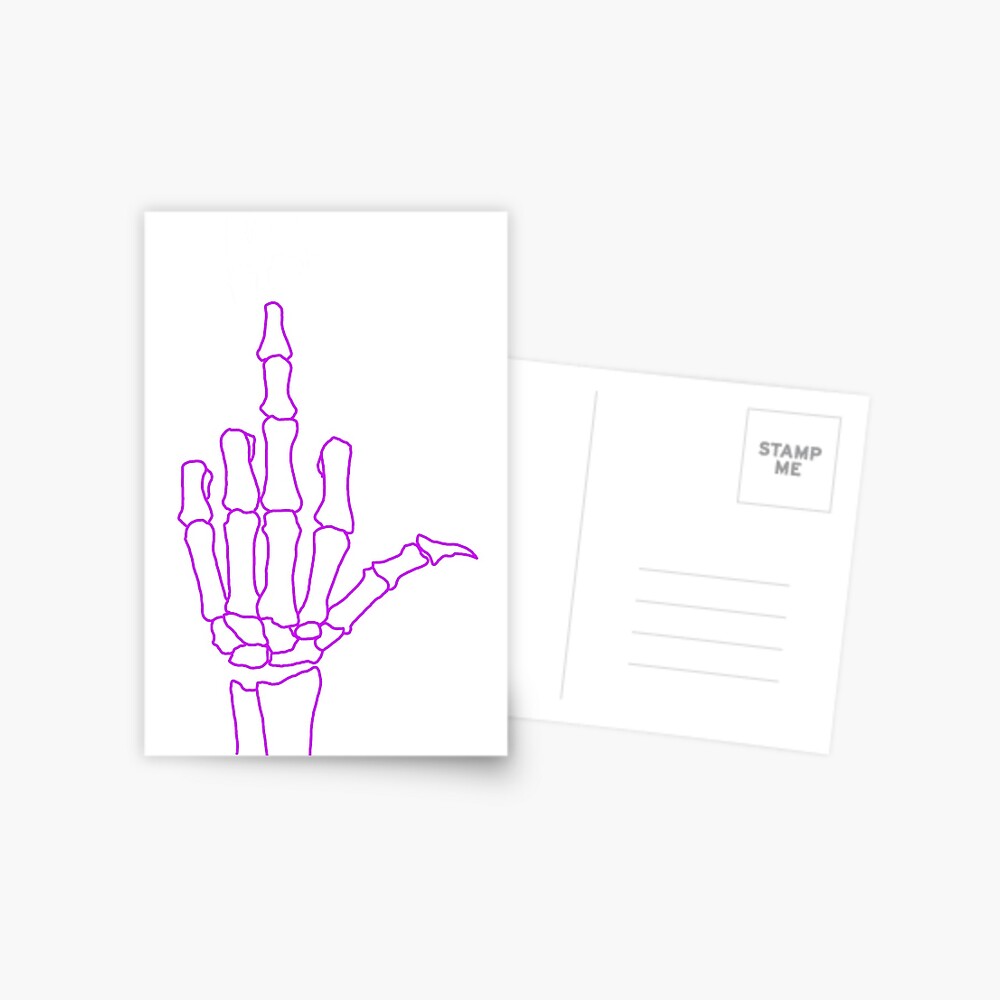 "Purple Middle Finger Skeleton Hand Line Drawing" Art Print for Sale by ...