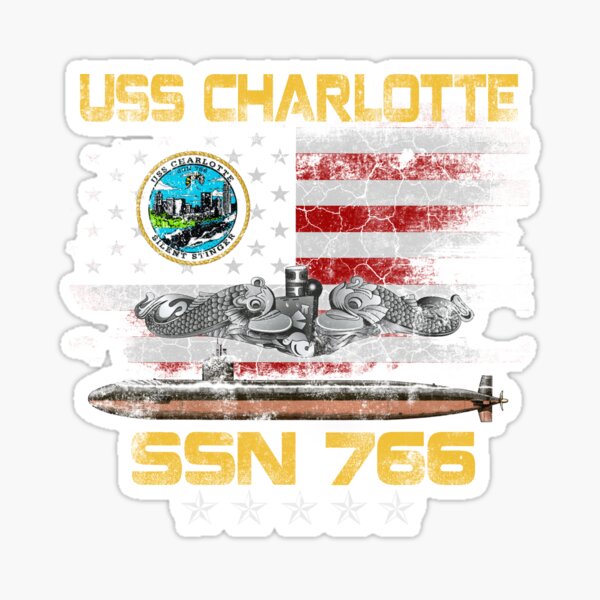 "USS Charlotte SSN 766 Attack Submarine Badge Vintage" Sticker for Sale ...