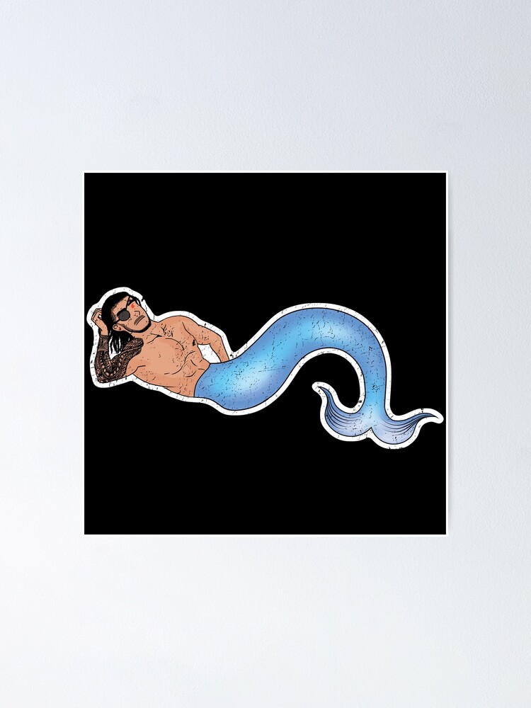 "Merman with Tribal Tattoos Distressed " Poster for Sale by Hyper-Field ...