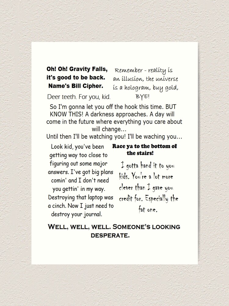 "Bill Cipher Quotes" Art Print by A5-TheGlue | Redbubble