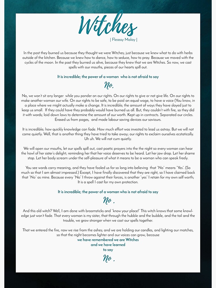 "Witches Poem - Poster - Light" Art Print for Sale by Fleassy | Redbubble