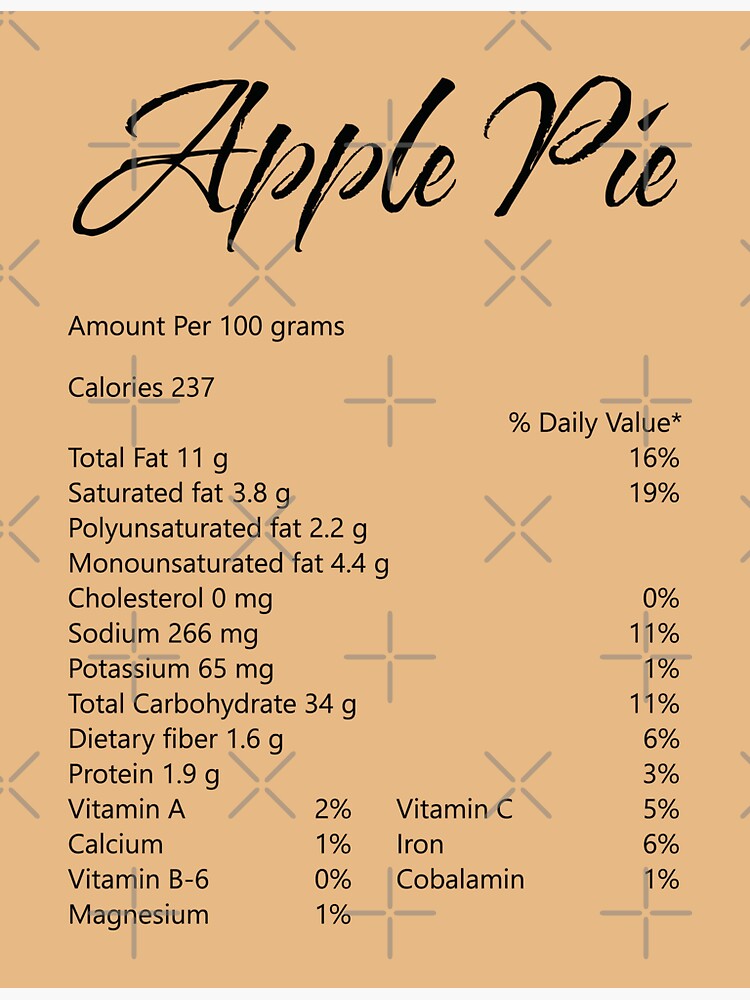 "Apple Pie Nutrition Facts" Sticker by hockeng | Redbubble