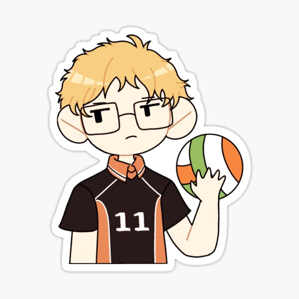 "Haikyuu!! Tsukishima Kei Sticker" Sticker for Sale by messbunny ...
