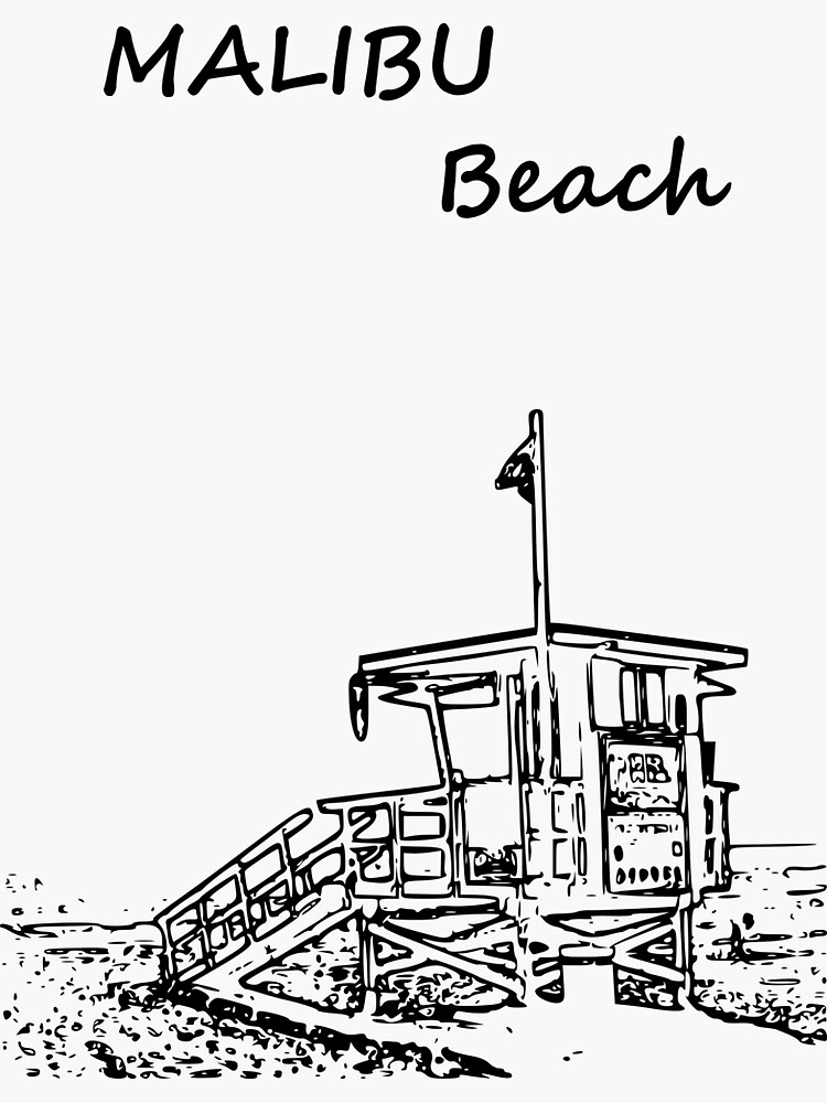 "Malibu Beach Rescue Post" Sticker for Sale by Durcyt | Redbubble