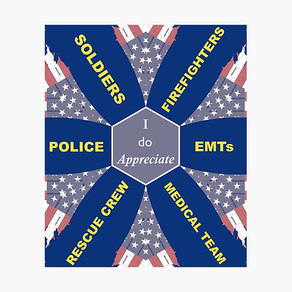 Impression photo « Remerciements aux soldats, policiers, pompiers ...