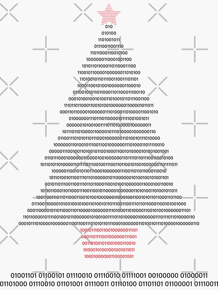 "Merry Christmas Tree - White Binary Code Festive Geek/Nerd Design ...
