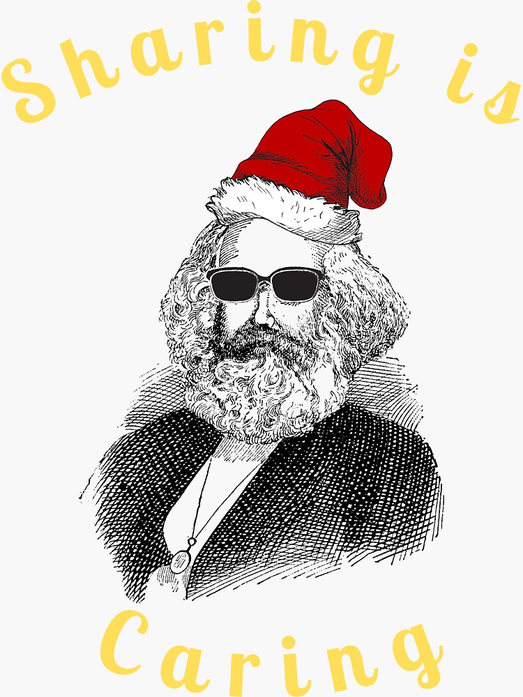 "Karl Marx Sharing is Caring Christmas Meme" Sticker for Sale by Gifty ...