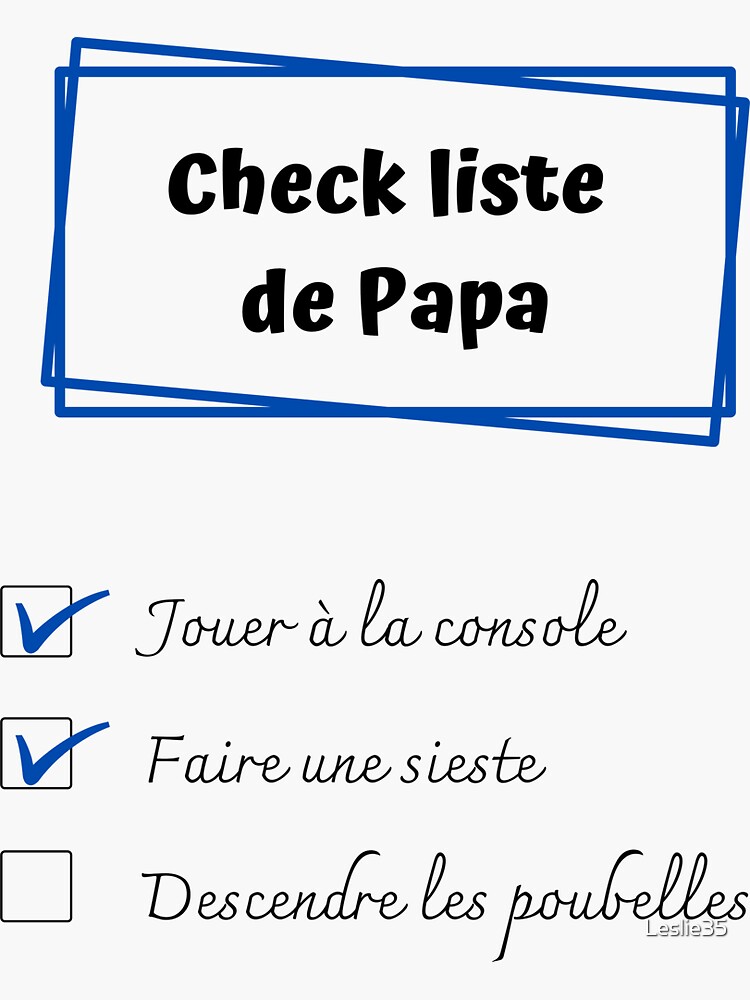 "Dad's checklist" Sticker for Sale by Leslie35 | Redbubble