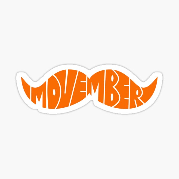 "Movember Moustache Text Design - Orange " Sticker by designminimal ...