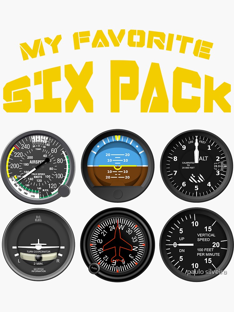 "My favorite 6 pack. Flight instruments gear, pilot gift." Sticker for ...