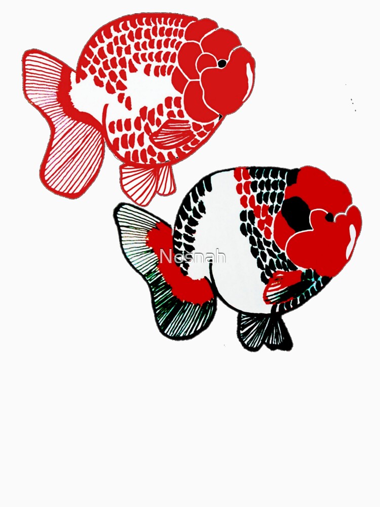 "Ranchu Red White and Tri Color Side View Goldfish Logo" Essential T ...