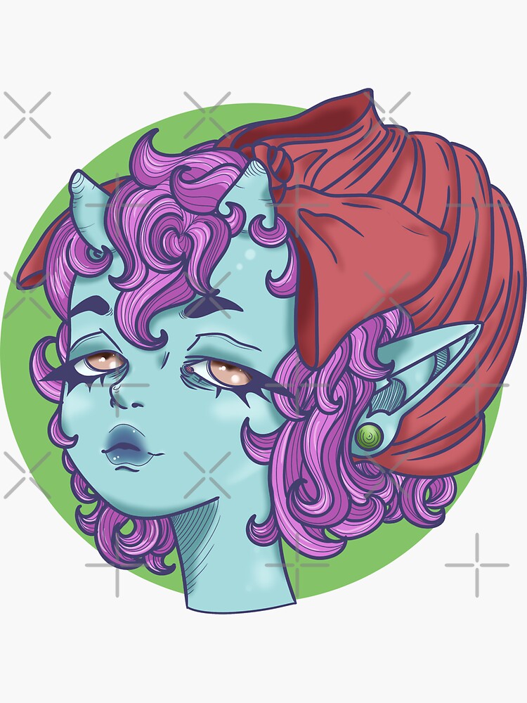 "Blue Demon Girl" Sticker for Sale by W1LLAMINA | Redbubble