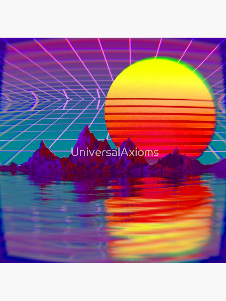 "Vaporwave Retro Sunset Art" Sticker for Sale by UniversalAxioms ...