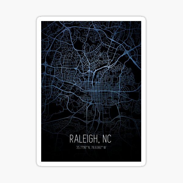 "Raleigh North Carolina City Map" Sticker for Sale by NicFullerArt ...