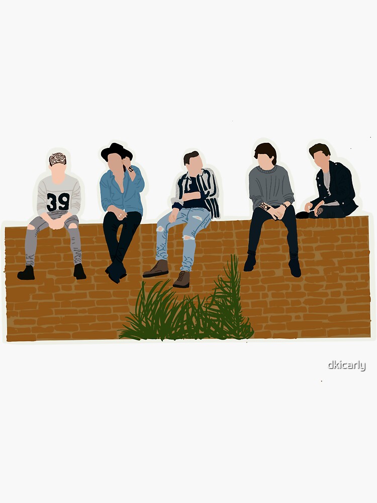 "One Direction sitting on a wall " Sticker for Sale by dkicarly | Redbubble