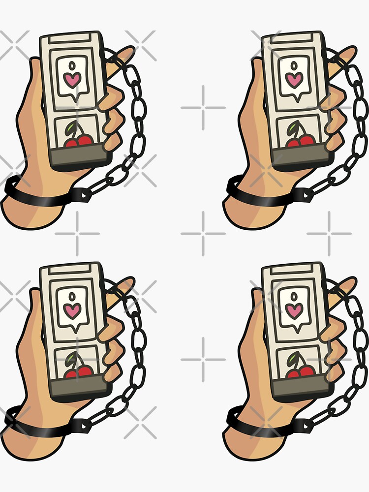 Pegatina «Phone Addict Comic Hearts, Me gusta, Tecnología responsable ...