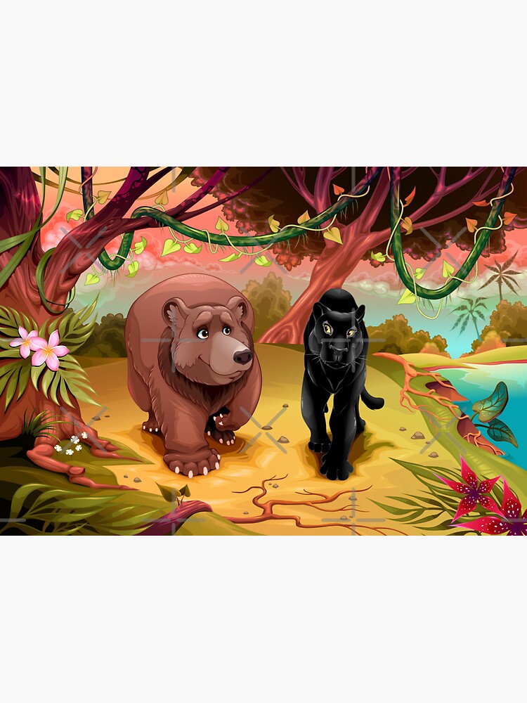 "Bear and Black Panther Best Friends" Sticker by Artcraft-Ink | Redbubble