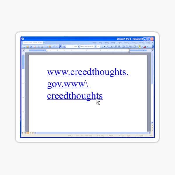 "Creed Thoughts (Microsoft Word)" Sticker for Sale by royalfinity ...