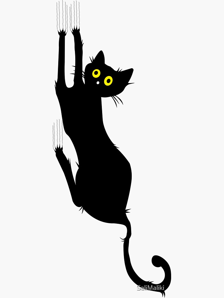 "Black Cat Holding On | Black Cat falling down" Sticker for Sale by ...