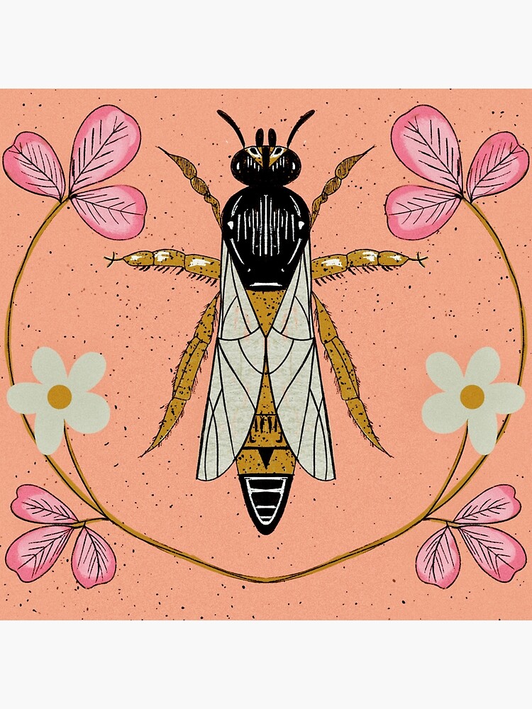 "Pink Bee and floral Digital Art" Art Print by kikasworkshop | Redbubble