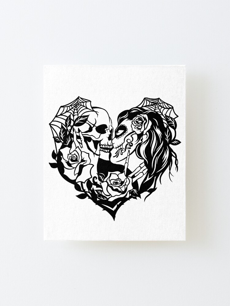 "Kissing Skulls - Eternal Love" Mounted Print for Sale by DuperCut ...
