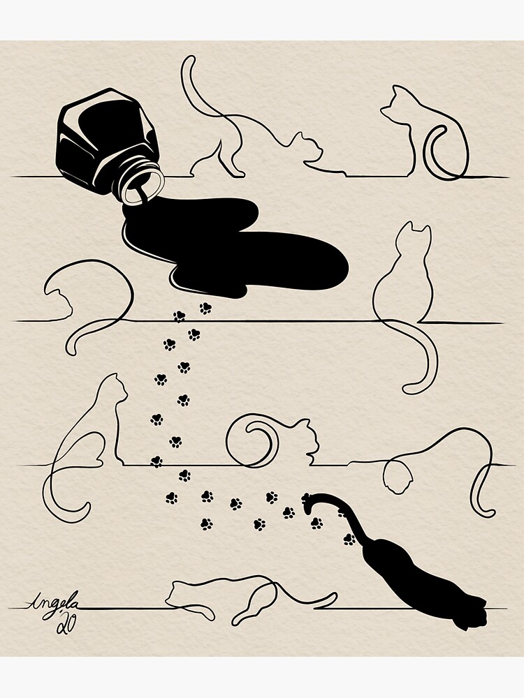 "Inky Cats" Sticker for Sale by angiestown | Redbubble