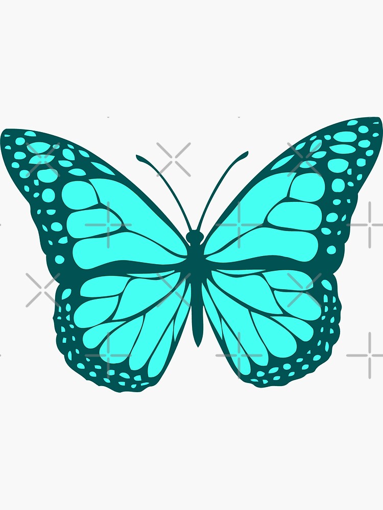 "Light green butterfly - Colorful vintage butterfly emoji" Sticker for ...