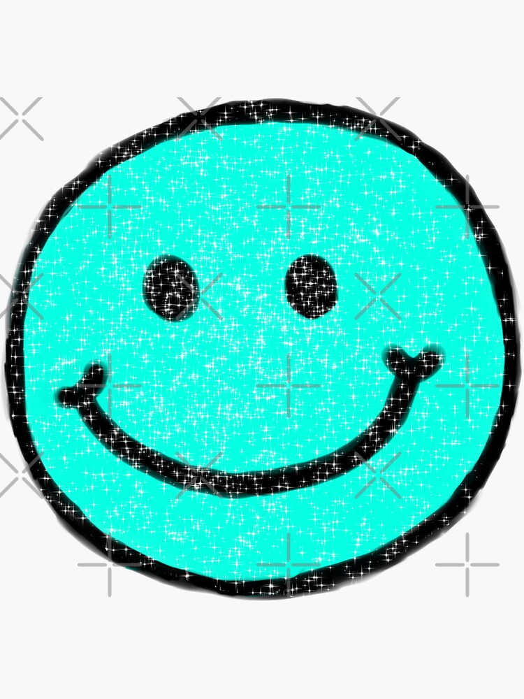 "aqua smiley face" Sticker by jeiddesigns | Redbubble