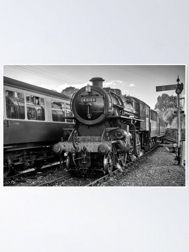 "LMS Ivatt Class 4 - Black and White" Poster for Sale by SteveHClark ...
