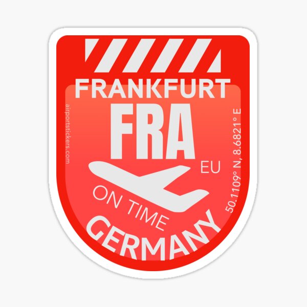 "airport code FRA three" Sticker for Sale by Aviators | Redbubble