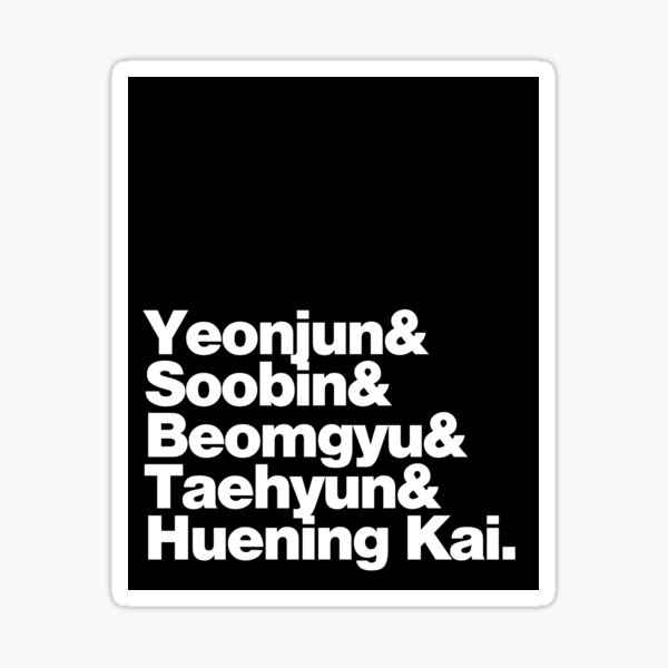 "TXT & members names" Sticker for Sale by lovely-day | Redbubble