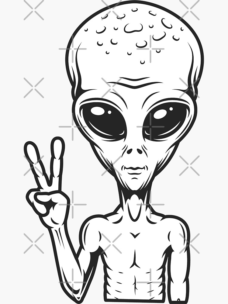 "alien peace" Sticker by AymenNouioua | Redbubble