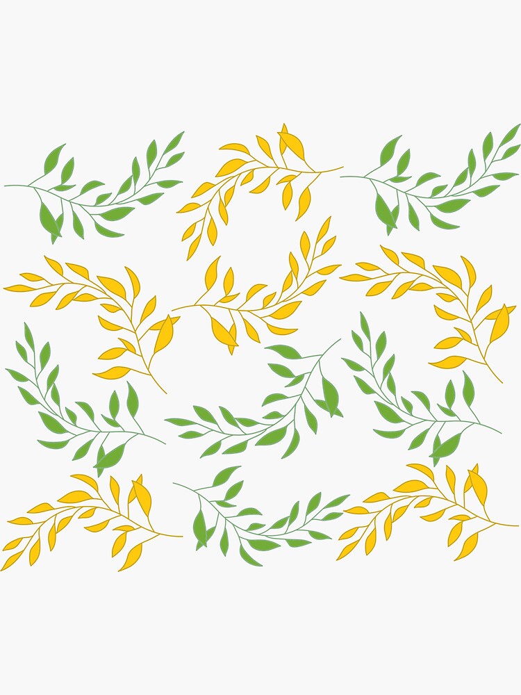 "Aesthetic, Rustic Organic Green and Yellow Leaves" Sticker for Sale by ...