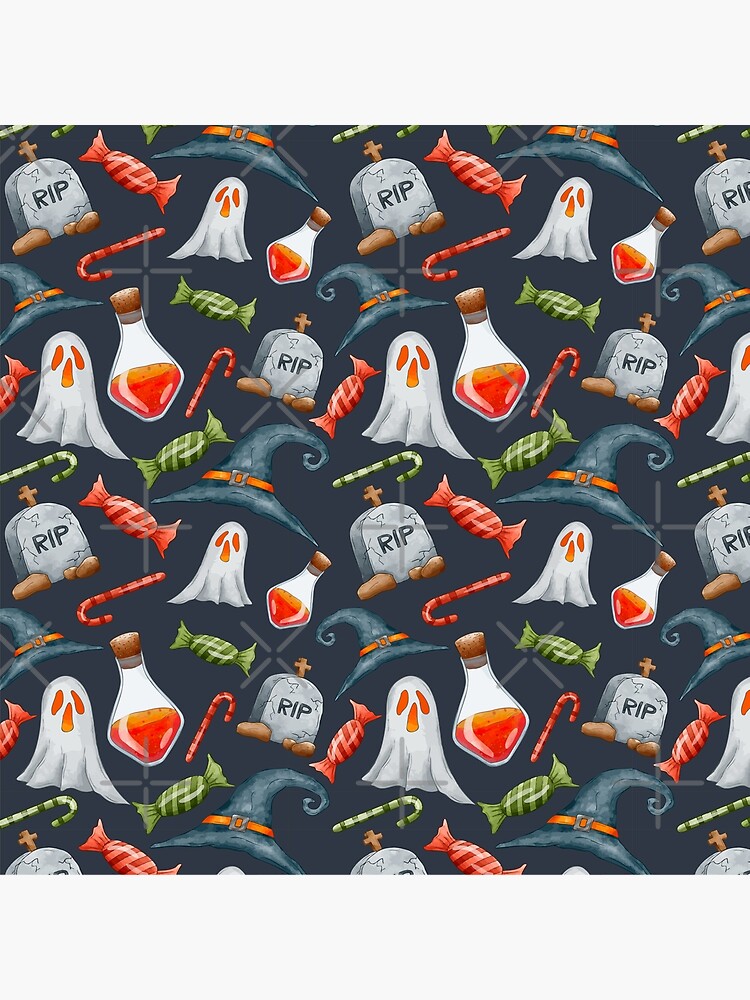 "Cute Water Color Halloween Ghosts Pumpkin Candy" Art Print for Sale by ...