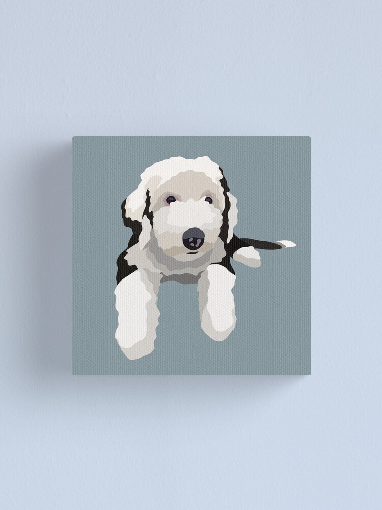 "Sheepadoodle Dog Portrait Digital Illustration" Canvas Print by ...