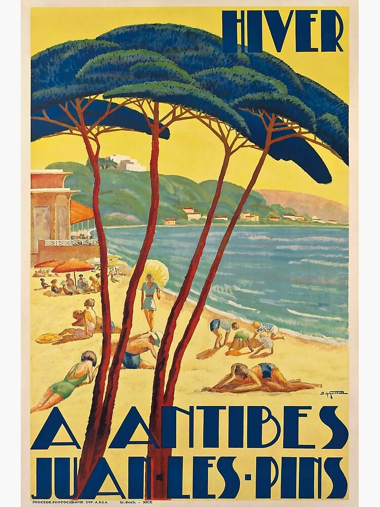 retro classic Antibes Juan les Pins poster Premium Matte Vertical ...