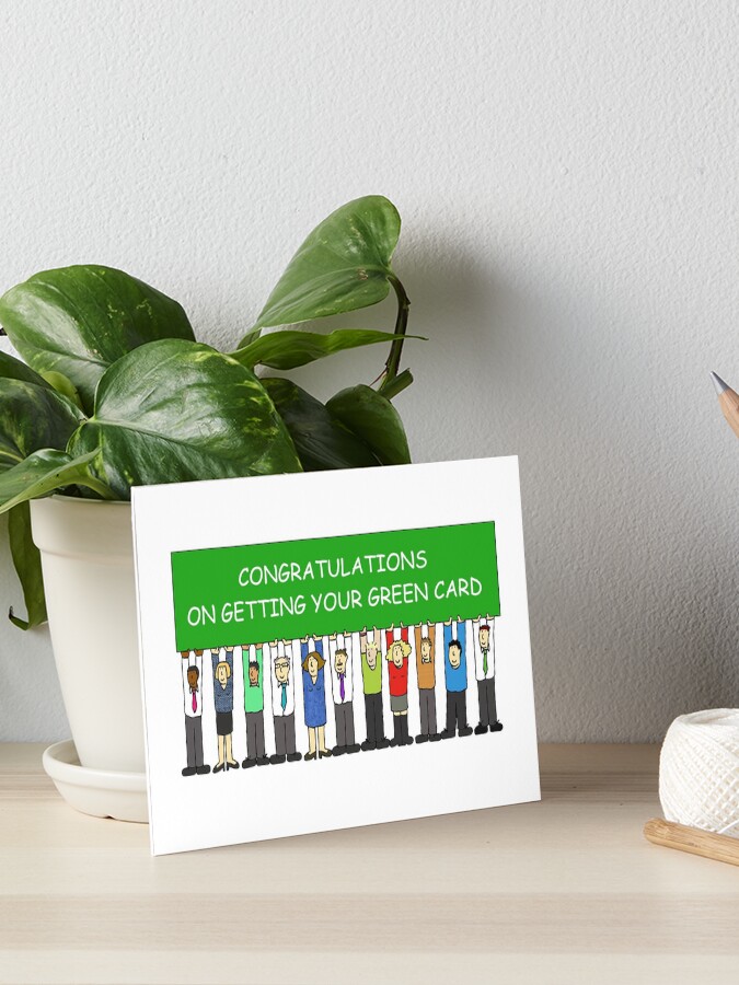 "Congratulations on Getting Your Green Card Cartoon People" Art Board ...
