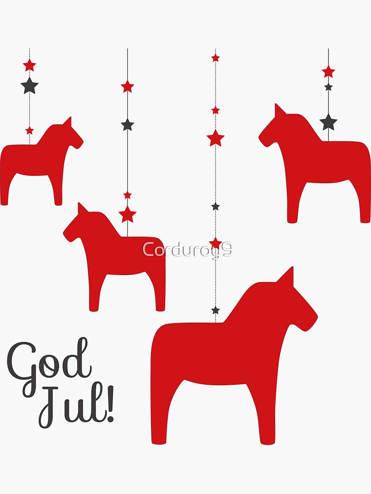 "God Jul Green - Dala style" Sticker for Sale by Corduroy9 | Redbubble